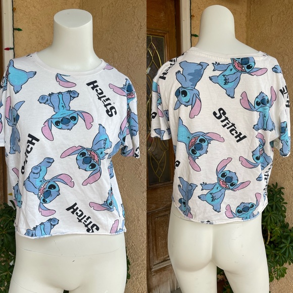 Disney | Tops | Disney Stitch Graphic Crop Tee Large | Poshmark